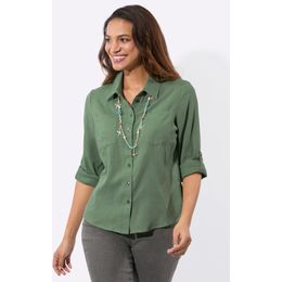 Flanellbluse Casual Looks, Damen, Gr. 40, eucalyptus, 100% Baumwolle, unifarben, Blusen
