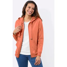 Shirtjacke Casual Looks "Sweatjacke", Damen, Gr. 52, papaya, 100% Baumwolle, unifarben, Shirts Shirtjacke