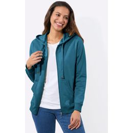 Shirtjacke Casual Looks "Sweatjacke", Damen, Gr. 36, topas, 100% Baumwolle, unifarben, Shirts Shirtjacke