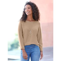 Strickpullover Heine "Pullover", Damen, Gr. 40, beige, 50% Viskose, 28% Polyester, 22% Polyamid, unifarben, Pullover Strickpullover
