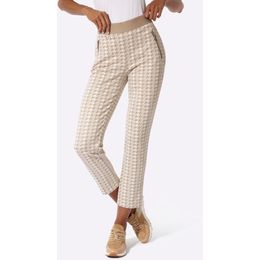 CR&Eacute;ATION L Webhose CREATION L, Damen, Gr. 50, Normalgr&ouml;&szlig;en, beige, ecru, gemustert, 62% Polyester, 35% Viskose, 3% Elasthan, gemustert, Hosen
