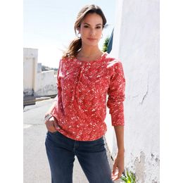 Print-Shirt "Druck-Shirt", Damen, Gr. 40, kirsche, grau, bedruckt, 100% Baumwolle, gemustert, mehrfarbig, Rundhals, Shirts