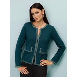 CR&Eacute;ATION L Strickjacke CREATION L, Damen, Gr. 38, petrol, 42% Viskose, 28% Polyamid, 20% Polyester, 10% Wolle, unifarben, Strickjacken Strickjacke