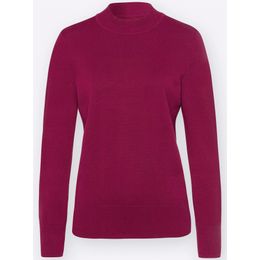 Strickpullover Classic Basics "Pullover", Damen, Gr. 38, rot (weinrot), 100% Baumwolle, unifarben, Pullover Strickpullover