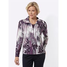 Poloshirt Classic Basics "Poloshirt", Damen, Gr. 44, marine, mauve, bedruckt, 95% Polyester, 5% Elasthan, gemustert, mehrfarbig, Shirts