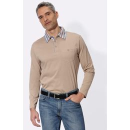Poloshirt CLASSIC "Langarm-Poloshirt", Herren, Gr. 44/46, beige, 100% Baumwolle, Kragen:100% Baumwolle, unifarben, Shirts