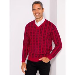 V-Ausschnitt-Pullover CLASSIC "V-Pullover", Herren, Gr. 50, rot, burgund, 100% Polyacryl, gemustert, mehrfarbig, Pullover