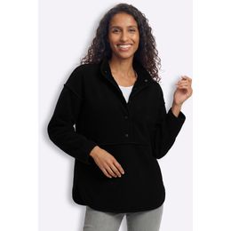 Fleeceshirt Heine "Fleece-Shirt", Damen, Gr. 34, schwarz, 100% Polyester, unifarben, Shirts