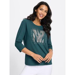 3/4-Arm-Shirt Classic Basics "3/4-Arm-Shirt", Damen, Gr. 38, petrol, grau, 100% Baumwolle, bedruckt, gemustert, mehrfarbig, Shirts 3/4-Arm-Shirt