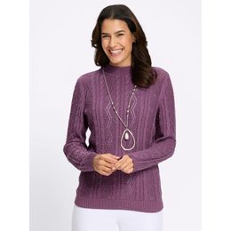 Stehkragenpullover Inspirationen "Stehkragen-Pullover", Damen, Gr. 50, violett, 50% Baumwolle, 50% Polyacryl, unifarben, Pullover Stehkragenpullover
