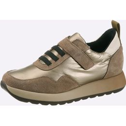 Sneaker Heine, Damen, Gr. 35, gold (taupe, metallic), Leder, Rindsleder, Synthetik, Veloursleder, Schuhe Sneaker