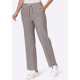 Webhose Heine, Damen, Gr. 38, Normalgr&ouml;&szlig;en, grau, beige, gestreift, 68% Polyester, 22% Viskose, 8% Wolle, 2% Elasthan, gemustert, unifarben, Hosen
