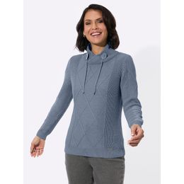 Strickpullover Casual Looks "Pullover", Damen, Gr. 52, taubenblau, 50% Baumwolle, 50% Polyacryl, unifarben, Pullover Strickpullover