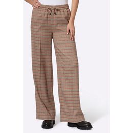 Webhose Heine, Damen, Gr. 38, Normalgr&ouml;&szlig;en, sesam, dunkelrot, kariert, 98% Polyester, 2% Elasthan, gemustert, kariert, mehrfarbig, Hosen