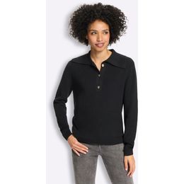 Strickpullover Heine "Pullover", Damen, Gr. 50, schwarz, 50% Baumwolle, 50% Polyacryl, unifarben, Pullover Strickpullover