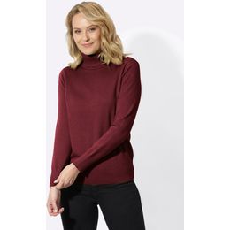 Rollkragenpullover Classic Basics "Rollkragen-Pullover", Damen, Gr. 44, burgund, 100% Baumwolle, unifarben, Pullover Rollkragenpullover