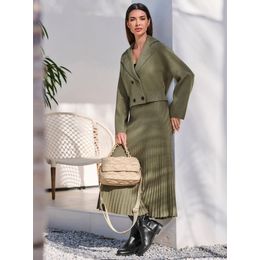 Strickjacke Heine, Damen, Gr. 34, khaki, meliert, 50% Viskose, 28% Polyester, 22% Polyamid, unifarben, Strickjacken Strickjacke
