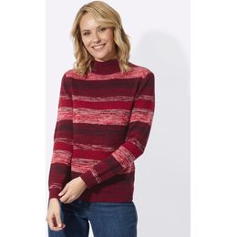 Strickpullover Classic Basics "Pullover", Damen, Gr. 42, kirsche, flamingo, gemustert, 50% Baumwolle, 50% Polyacryl, gemustert, mehrfarbig, meliert, Pullover Strickpullover