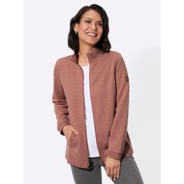 Shirtjacke Casual Looks "Jacquard-Shirtjacke", Damen, Gr. 36, rosenholz, 98% Polyester, 2% Elasthan, unifarben, Shirts Shirtjacke