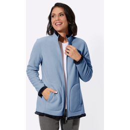 Fleecejacke Casual Looks, Damen, Gr. 40, eisblau, marine, 100% Polyester, unifarben, Jacken Fleecejacke