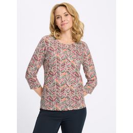 3/4-Arm-Shirt Classic Basics "3/4-Arm-Shirt", Damen, Gr. 44, papaya, khaki, bedruckt, 100% Baumwolle, gemustert, mehrfarbig, Rundhals, Shirts 3/4-Arm-Shirt