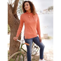 Strickpullover Casual Looks "Langarm-Pullover", Damen, Gr. 36, papaya, 50% Baumwolle, 50% Polyacryl, unifarben, Pullover Strickpullover