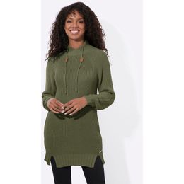 Longpullover Casual Looks "Longpullover", Damen, Gr. 36, khaki, 50% Baumwolle, 50% Polyacryl, unifarben, Pullover Longpullover