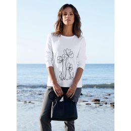 Langarmshirt Inspirationen "Rundhals-Shirt", Damen, Gr. 36, ecru, 100% Baumwolle, gebl&uuml;mt, gemustert, Rundhals, Shirts Langarmshirt