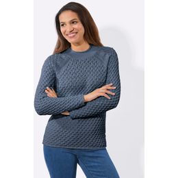 Strickpullover Inspirationen "Pullover", Damen, Gr. 52, rauchblau, 50% Baumwolle, 50% Polyacryl, unifarben, Pullover Strickpullover