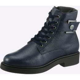 Schn&uuml;rstiefelette Andrea Conti, Damen, Gr. 35, blau (marine), Glattleder, Leder, Rindsleder, Schuhe Schn&uuml;rstiefelette