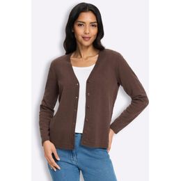 Strickjacke Classic Basics, Damen, Gr. 38, schoko, 100% Polyacryl, unifarben, Strickjacken Strickjacke
