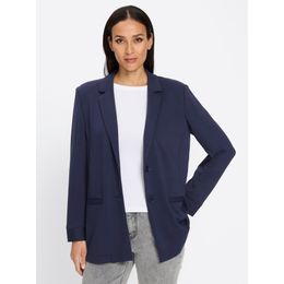 Jerseyblazer Heine "Jersey-Blazer", Damen, Gr. 38, marine, 55% Viskose, 40% Polyester, 5% Elasthan, Blazer