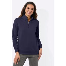 Sweatshirt Casual Looks, Damen, Gr. 36, marine, 100% Baumwolle, unifarben, Sweatshirts Sweatshirt