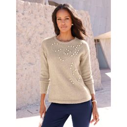 Rundhalspullover Lady "Rundhals-Pullover", Damen, Gr. 52, sand, 65% Polyacryl, 25% Polyamid, 10% Wolle, unifarben, Pullover Rundhalspullover