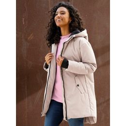 Kurzmantel Heine, Damen, Gr. 34, beige (sesam), 100% Polyester, Wattierung:100% Polyester, unifarben, unifarben mit Farbeinsatz, unifarben mit Farbeins&auml;tzen, M&auml;ntel Kurzmantel