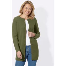 Longstrickjacke Classic Basics, Damen, Gr. 38, khaki, 100% Polyacryl, unifarben, Strickjacken Longstrickjacke