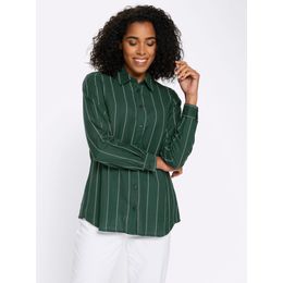 Longbluse Classic Basics, Damen, Gr. 40, gr&uuml;n (moos, ecru, gestreift), 100% Baumwolle, gemustert, gestreift, mehrfarbig, Blusen Longbluse