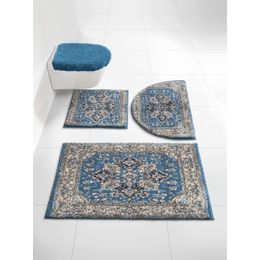Badematte Grund Gr. 3, blau, gemustert, rechteckig (60cm x 100cm ), 1 Stk., Badematten, Badematte