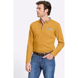 Langarmshirt Marco Donati "Langarm-Shirt", Herren, Gr. 44/46, ocker, 100% Baumwolle, gemustert, kariert, unifarben, Shirts Langarmshirt
