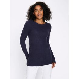 Longpullover Classic Basics "Longpullover", Damen, Gr. 54, blau (marine), 100% Polyacryl, unifarben, Pullover Longpullover