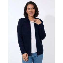 Strickjacke Casual Looks, Damen, Gr. 42, marine, 50% Viskose, 28% Polyester, 22% Polyamid, unifarben, Strickjacken Strickjacke