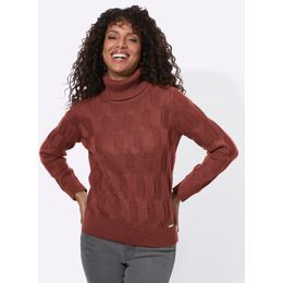 Rollkragenpullover Casual Looks "Pullover", Damen, Gr. 40, rotbraun, 50% Baumwolle, 50% Polyacryl, unifarben, Pullover Rollkragenpullover