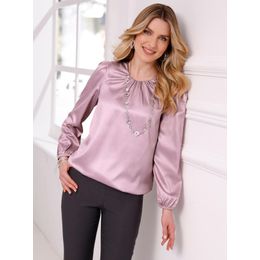 Satinbluse Classic Basics, Damen, Gr. 44, hortensie, 100% Polyester, unifarben, Rundhals, Blusen