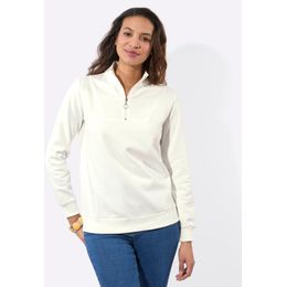 Sweatshirt Casual Looks, Damen, Gr. 52, ecru, 100% Baumwolle, unifarben, Sweatshirts Sweatshirt
