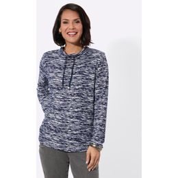 Stehkragenshirt Casual Looks "Winter-Shirt", Damen, Gr. 44, marine, bedruckt, 95% Polyester, 5% Elasthan, gemustert, Shirts Stehkragenshirt