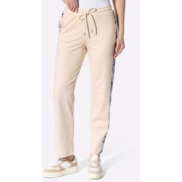 Sweathose Heine, Damen, Gr. 46, Normalgr&ouml;&szlig;en, sand, 50% Baumwolle, 50% Polyester, bedruckt, gemustert, mehrfarbig, Hosen Sweathose