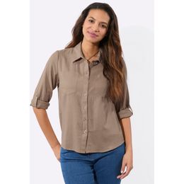 Flanellbluse Casual Looks, Damen, Gr. 36, beige, 100% Baumwolle, unifarben, Blusen