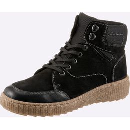 Stiefelette Casual Looks, Damen, Gr. 36, schwarz, Glattleder, Nubukleder, Textil, Schuhe Stiefelette