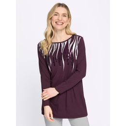 Longshirt Classic Basics "Longshirt", Damen, Gr. 38, burgund, 95% Viskose, 5% Elasthan, unifarben, U-Boot-Ausschnitt, Shirts Longshirt