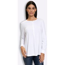 Blusenshirt Heine "Shirtbluse", Damen, Gr. 40, ecru, 47% Baumwolle, 47% Modal, 6% Elasthan, R&uuml;ckenteil:5% Elasthan, 95% Polyester, unifarben, Rundhals, Shirts Blusenshirt